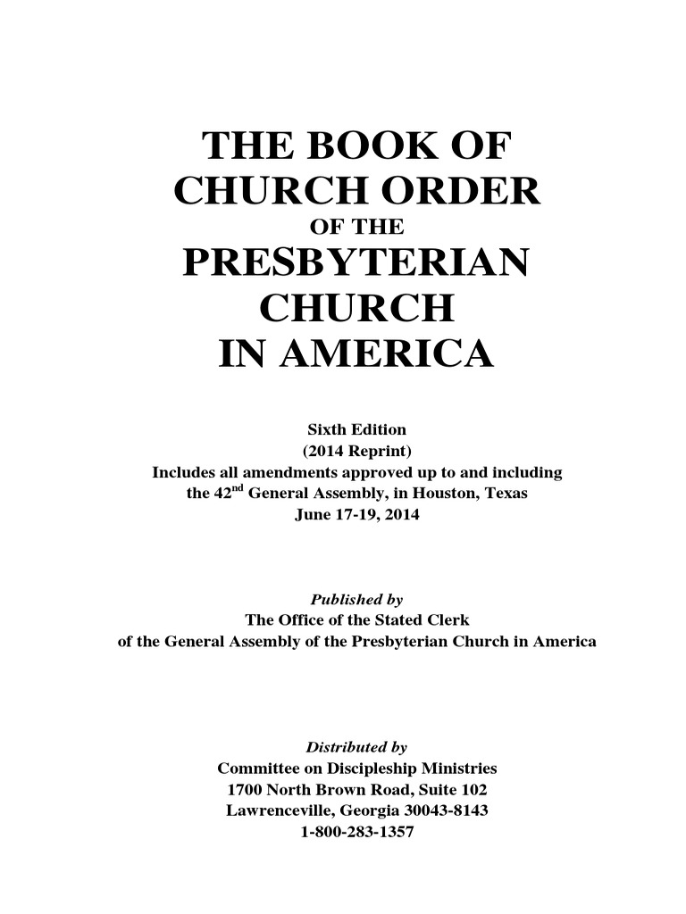 PCA Book of Church Order | PDF | Elder (Christianity) | Deacon