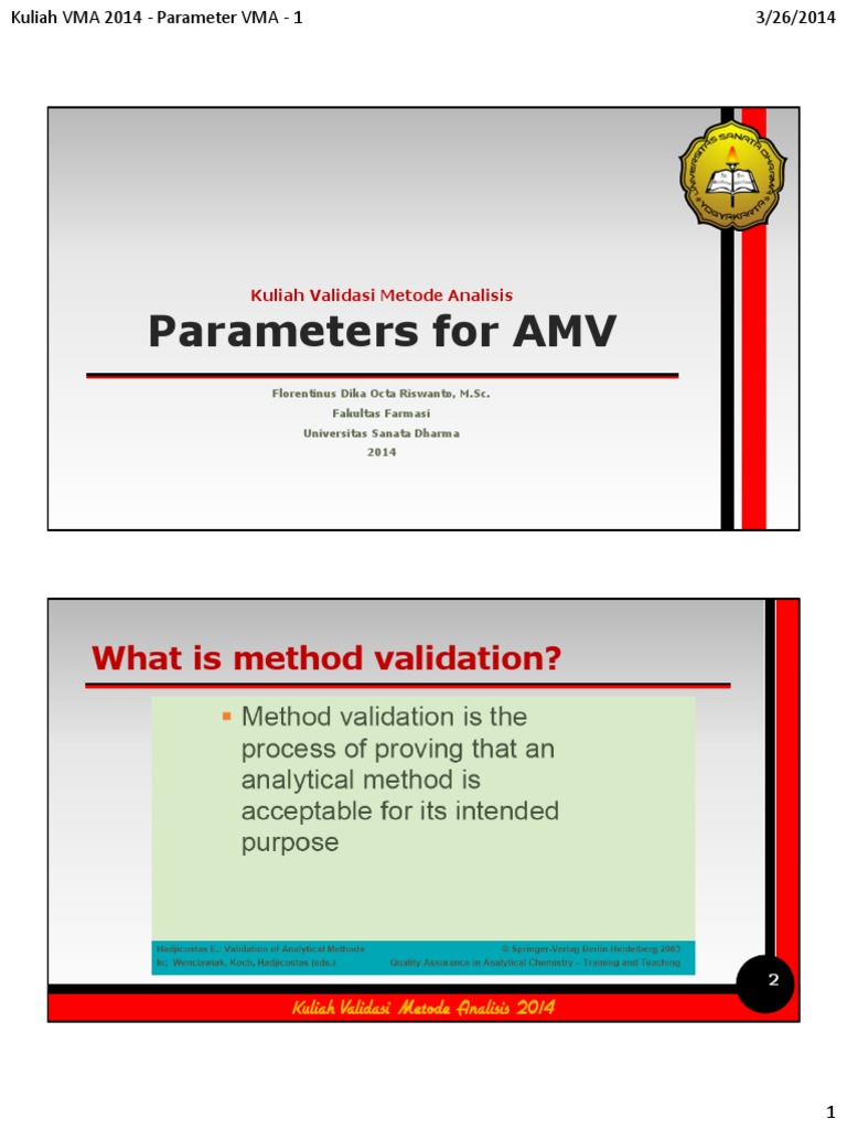 01 Parameter VMA 1 PDF | PDF | Assay | Accuracy And Precision