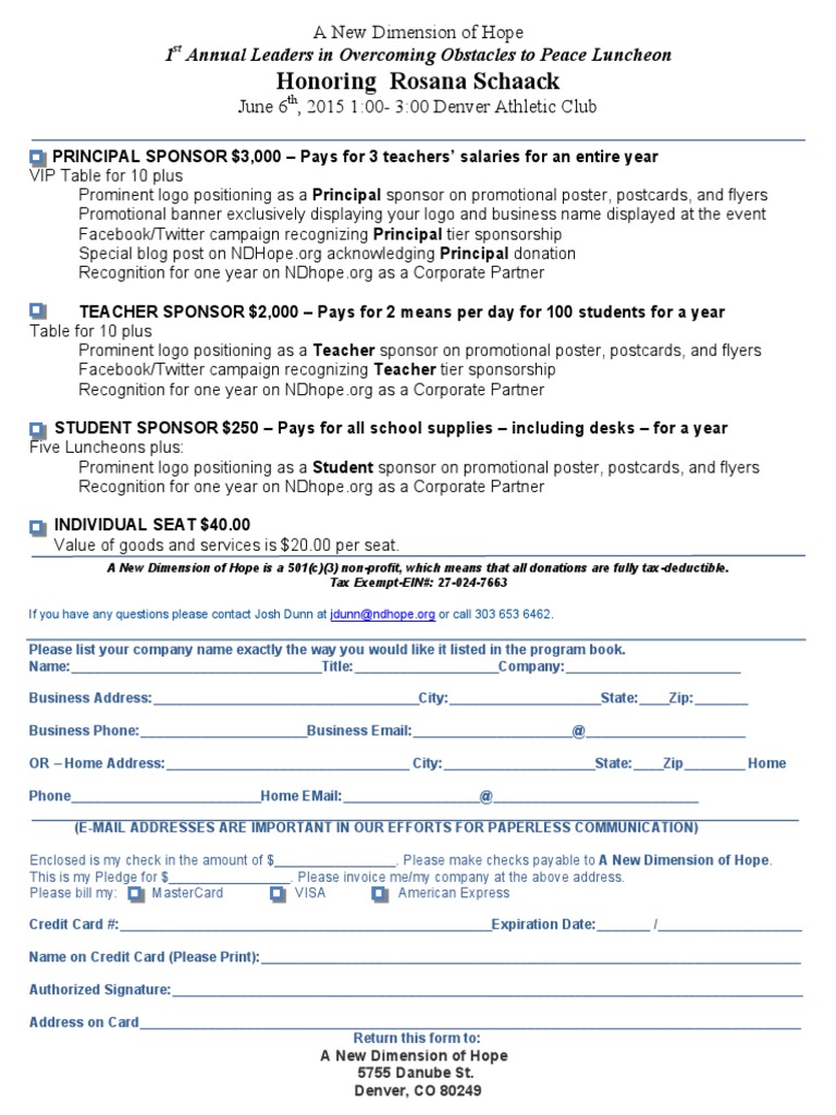 Sponsor Form | PDF