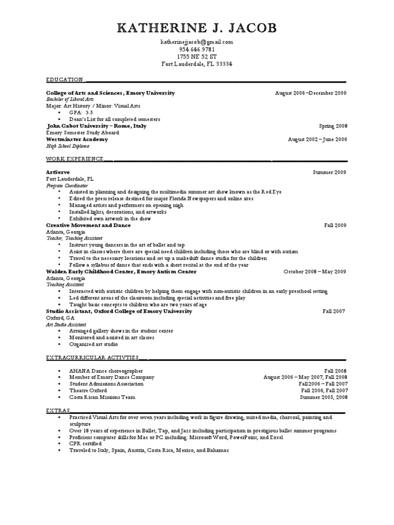 Katherine Resume | PDF | Dances | Behavior Modification