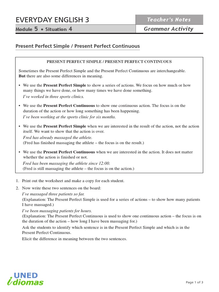 Present Perfect Simple vs Continuous | PDF | Clinical Medicine | Health ...