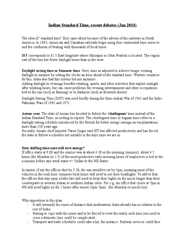 Indian Standard Time | PDF | Daylight Saving Time | Spacetime