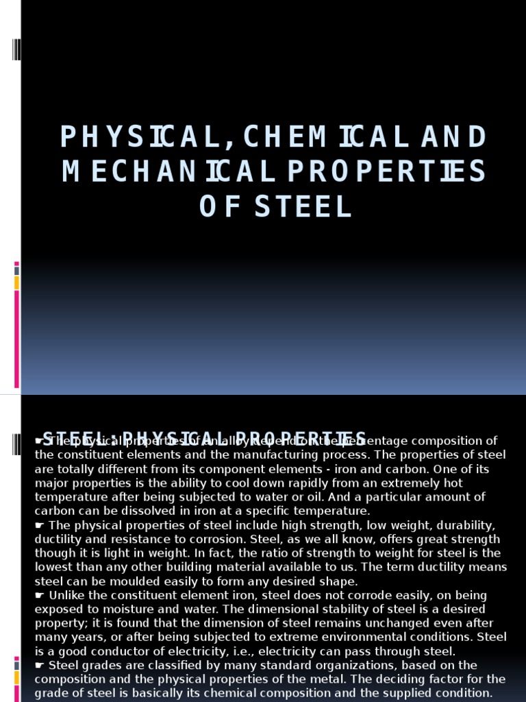 Properties of Steel | PDF | Annealing (Metallurgy) | Steel