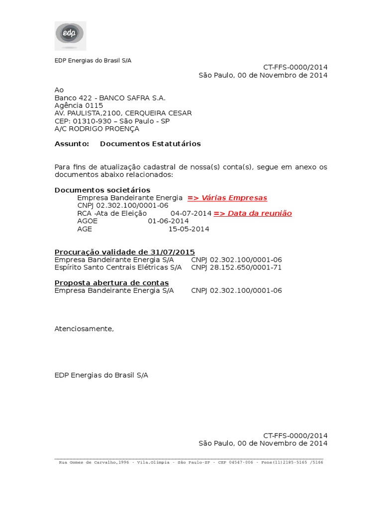 Modelo de Carta para Envio de Documento | PDF