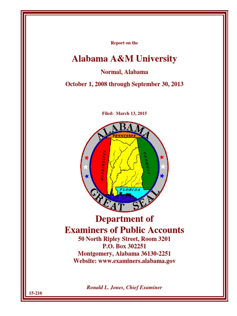 Department of Examiners of Public Accounts Report On Alabama A&M | PDF ...