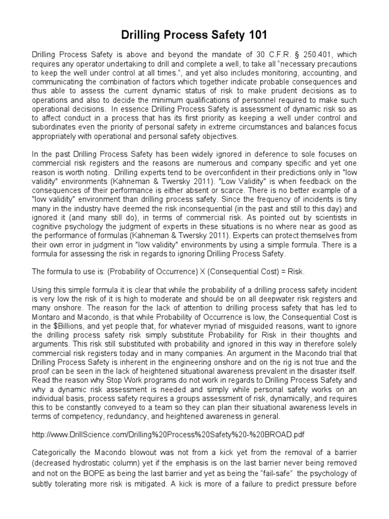 Drilling Process Safety 101 | PDF | Risk | Safety