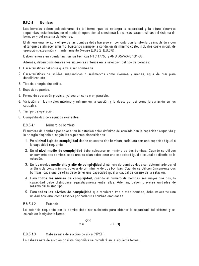 Resumen Bombas Norma RAS | PDF | Voltio | Bomba