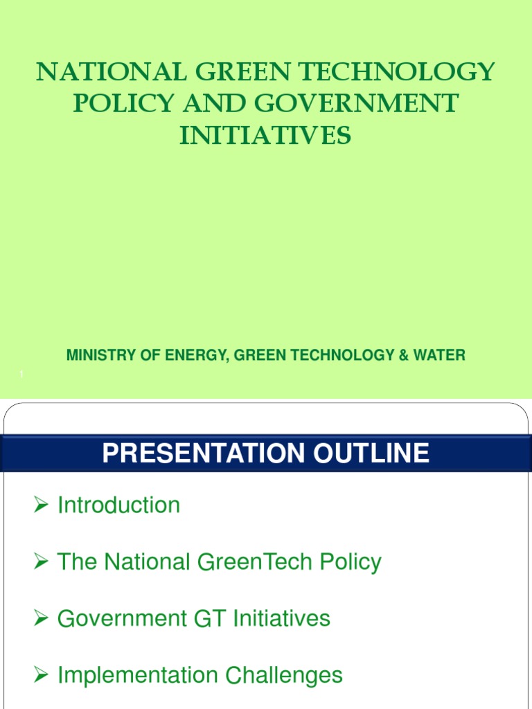 National Green Technology Policy Overview | PDF | Low Carbon Economy ...
