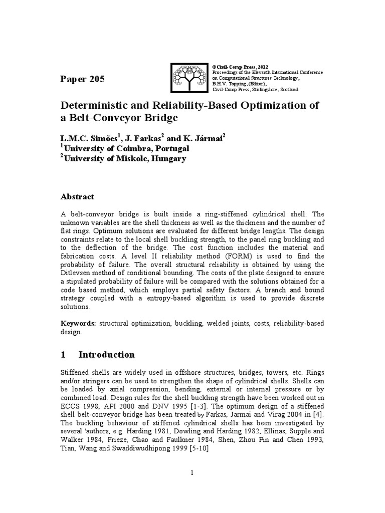 Deterministic and Reliability-Based Optimization of A Belt-Conveyor ...
