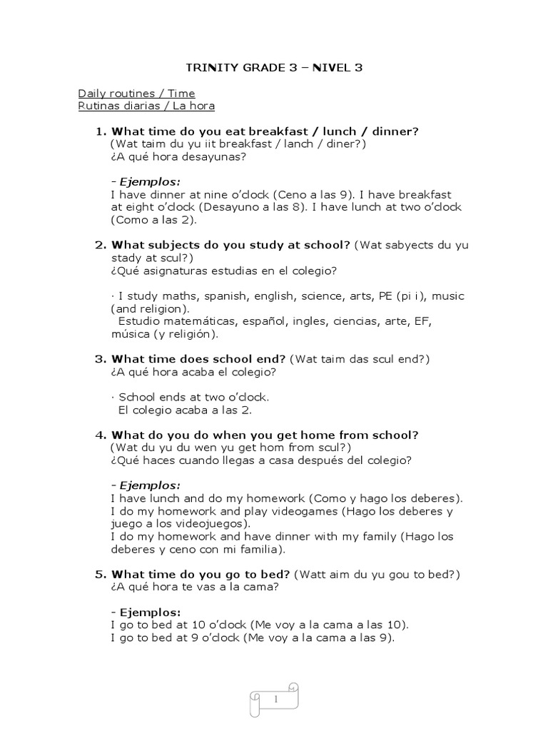 GRADE 3 Trinity Exam | PDF