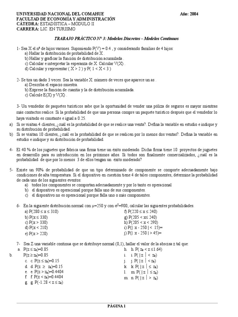 Pract 3 - Modelos | PDF | Distribución de probabilidad | Probabilidad