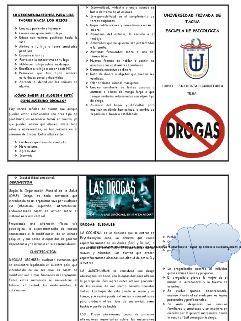 Triptico de Drogadiccion en La Adolescencia | Drogas | La dependencia de sustancias