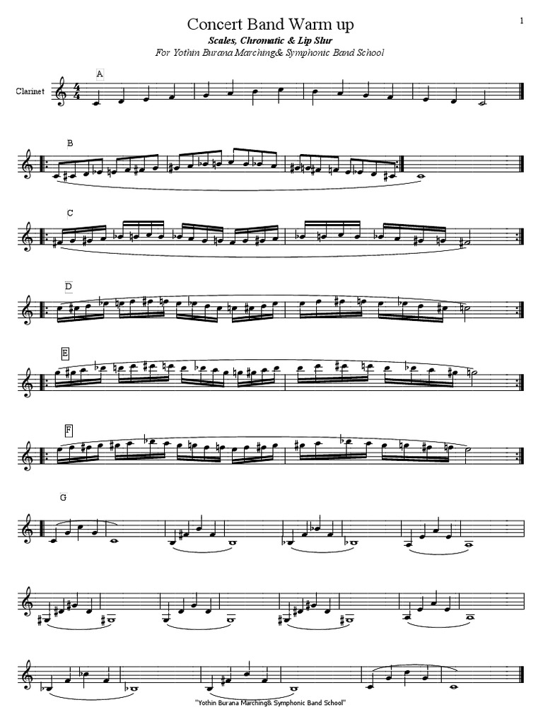 Concert Band Warm Up - Clarinet PDF | PDF