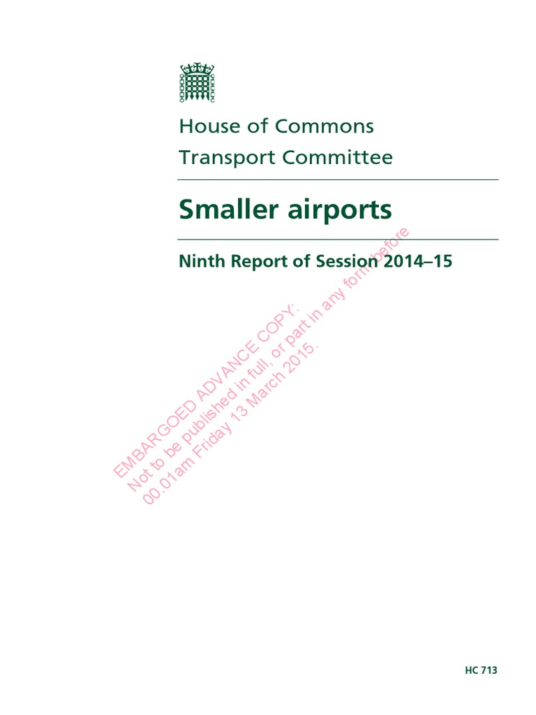 Smaller Airports Embargoed Final Report | PDF | Transport | Aviation