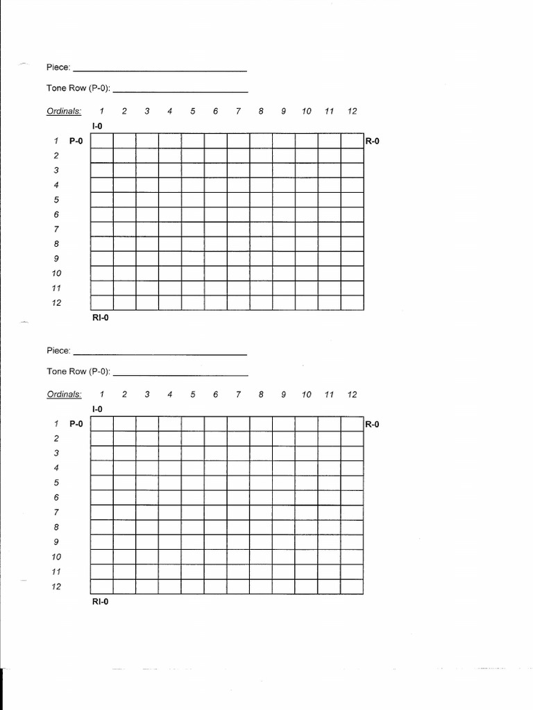 Blank 12-Tone Matrix | PDF | Modernism (Music) | Music Theory