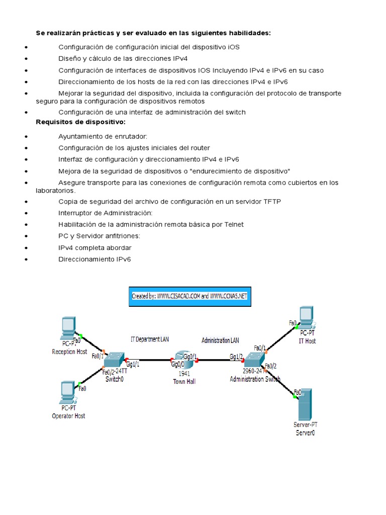 Practica para Packet Tracer | PDF | Autenticación | Redes