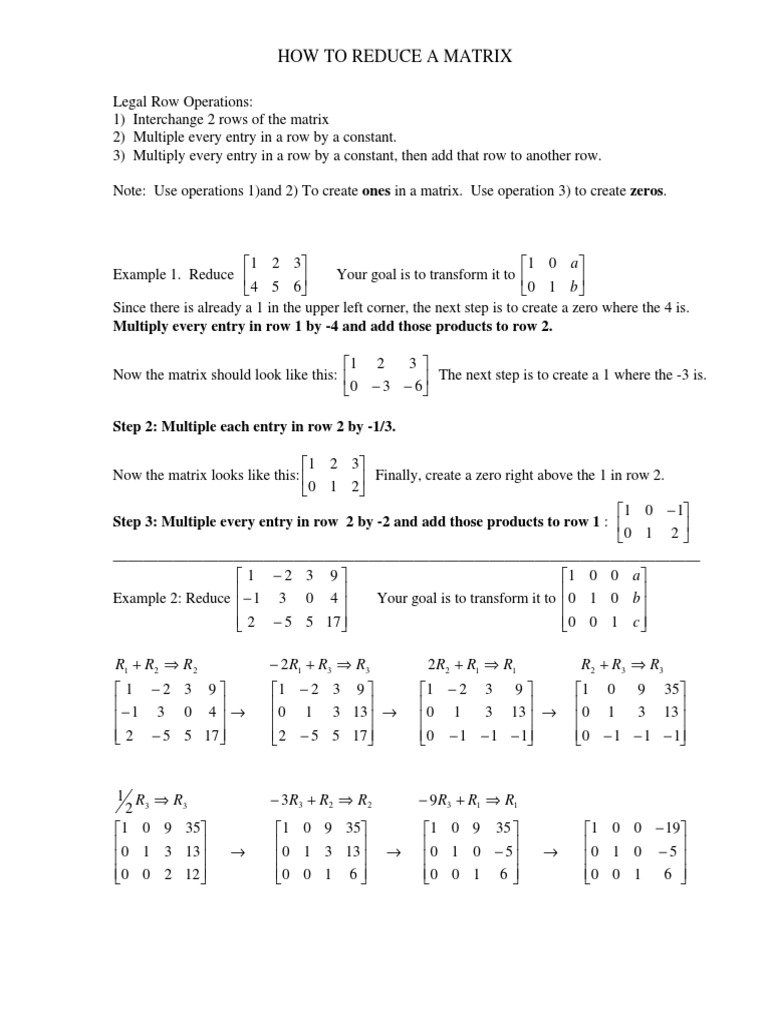 How To Reduce Matrix | PDF