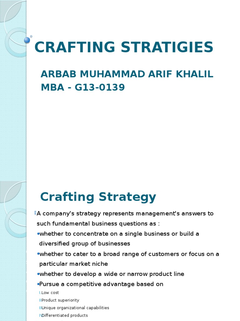 CRAFTING STRATEGIES FOR SUCCESS | PDF | Strategic Management ...