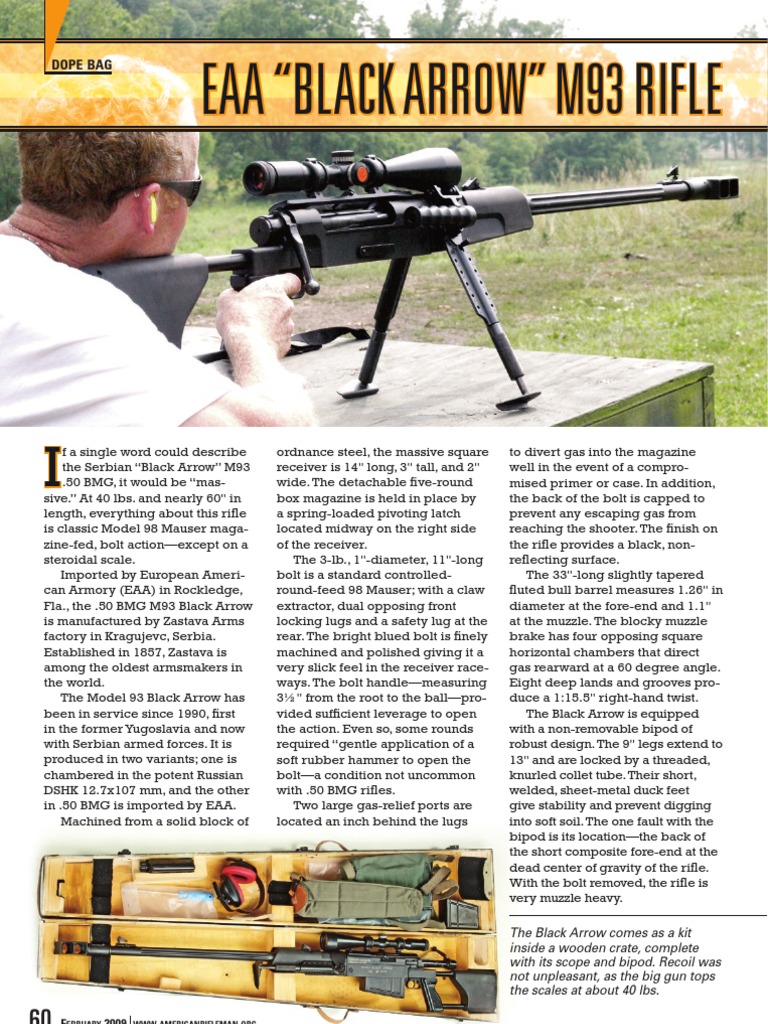 EAA "BlAck Arrow" M93 RiflE | PDF | Rifle | Telescopic Sight