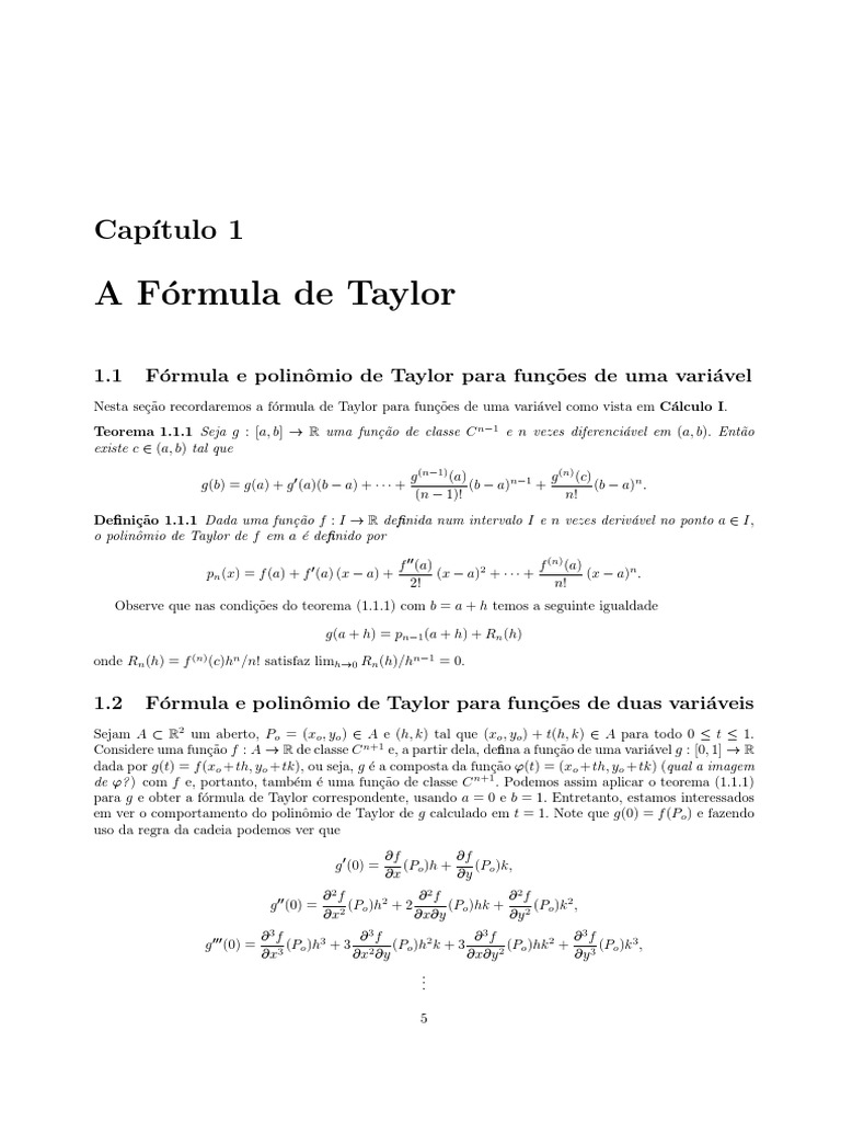 Fórmula de Taylor | PDF | Derivado | Autovalores e autovetores