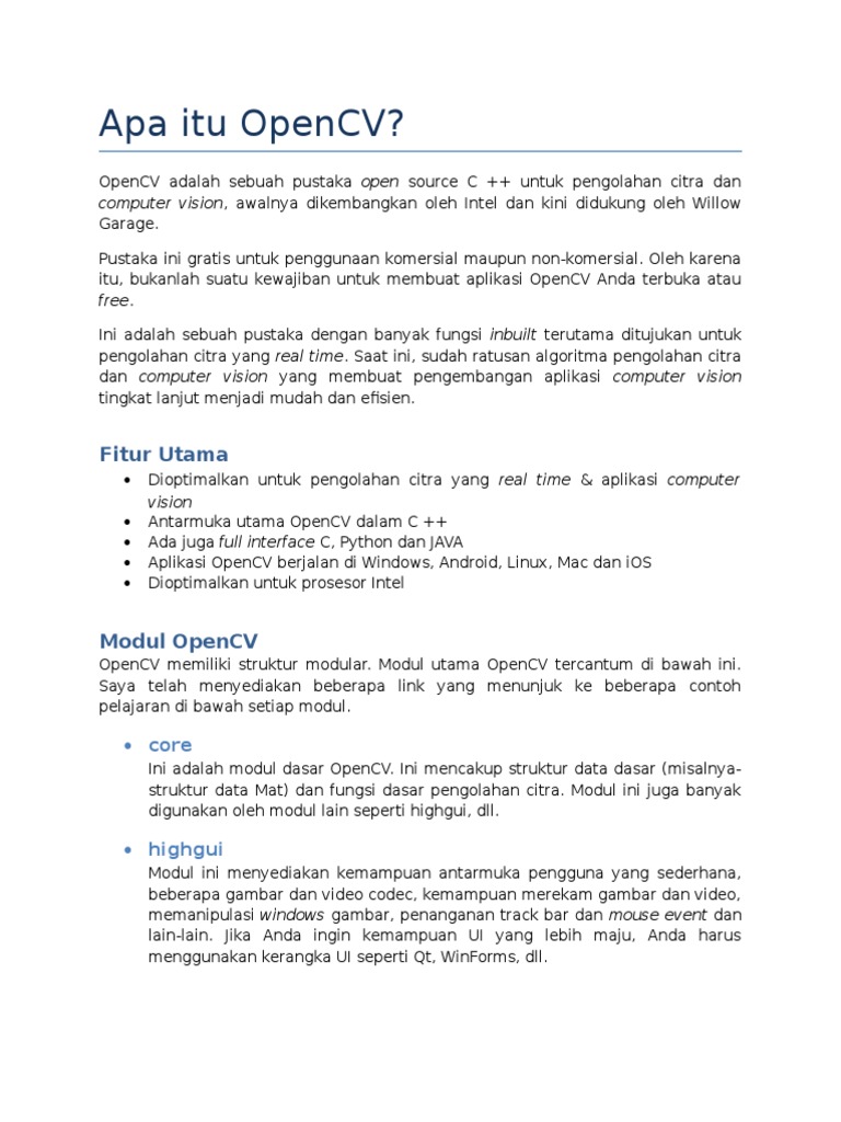 Apa Itu OpenCV | PDF | Komputer