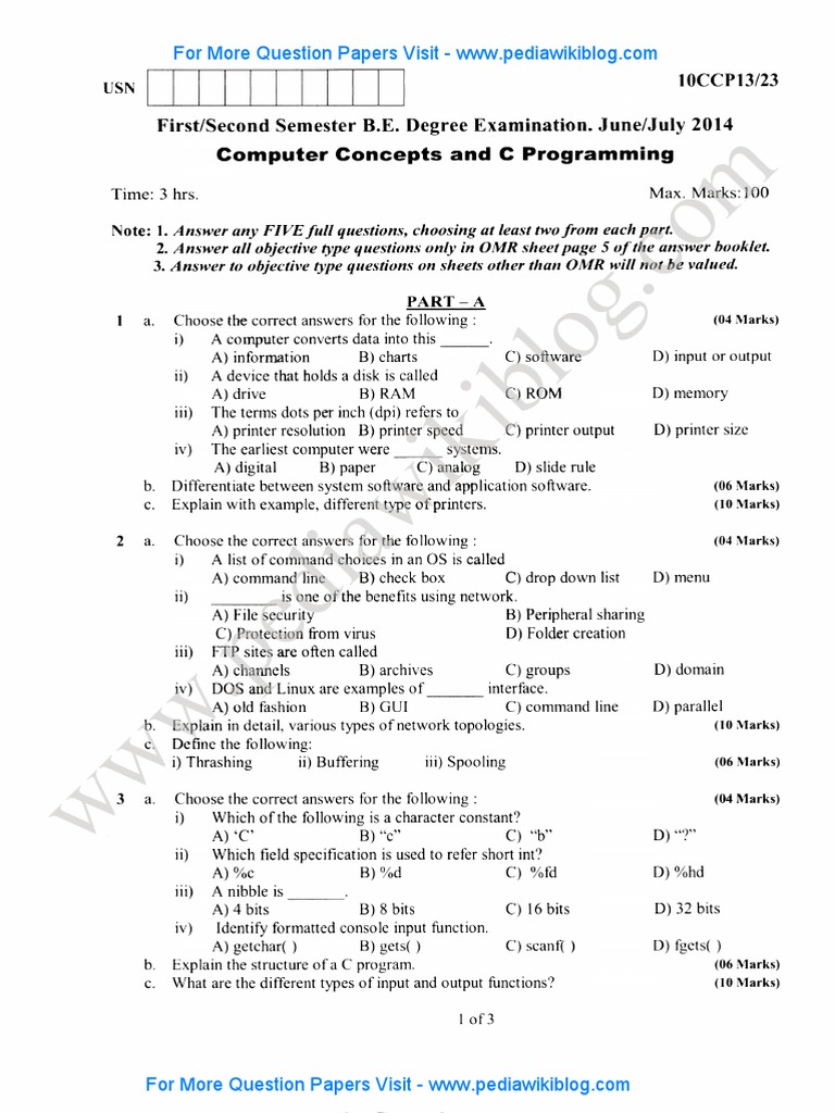 Computer Concepts and C Programming July 2014 | PDF | C (Programming ...