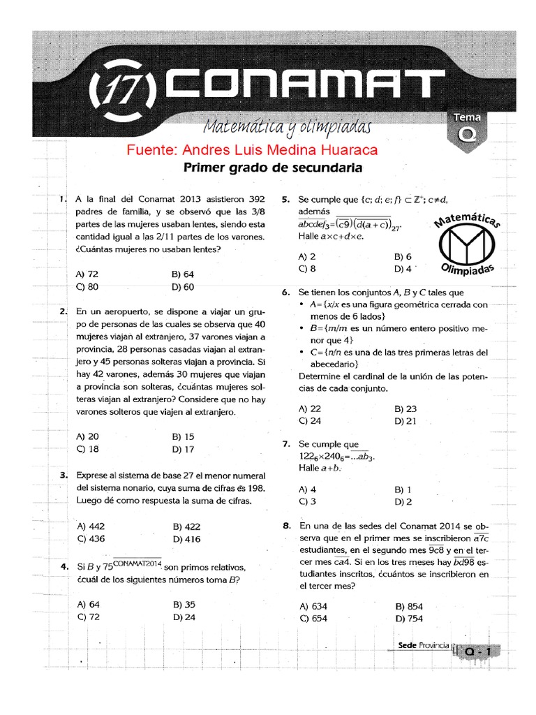 17 Conamat 2014-Exámenes de Secundaria PDF | PDF
