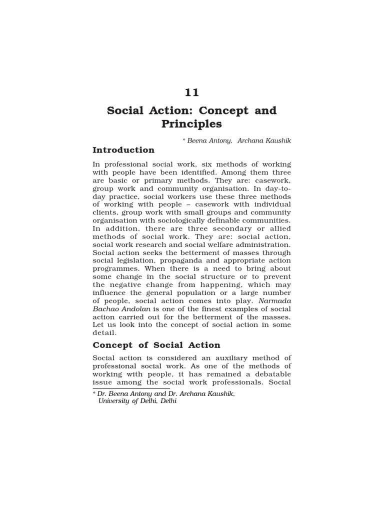 11 Social Action: Concept and Principles | PDF | Social Work | Institution