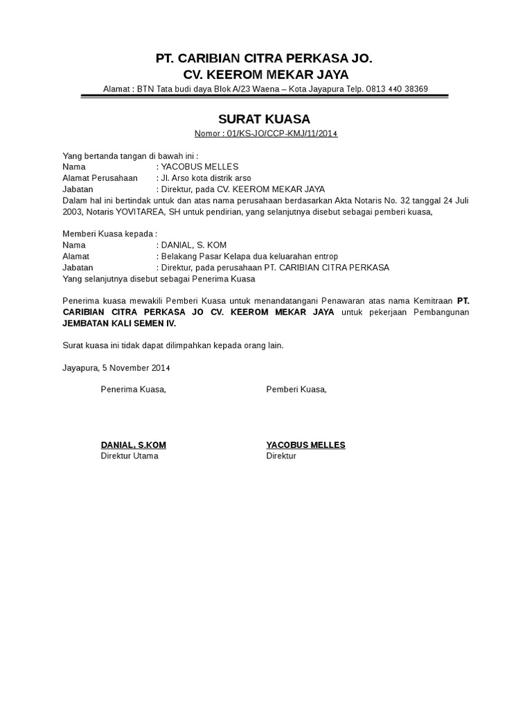 Contoh KSO Atau Joint Operation | PDF