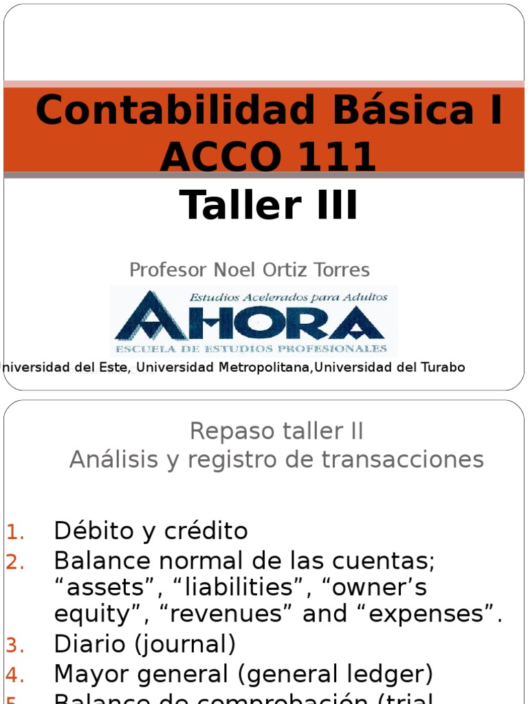 Taller Tres Accco 111 | PDF | Débitos y Créditos | Gastos