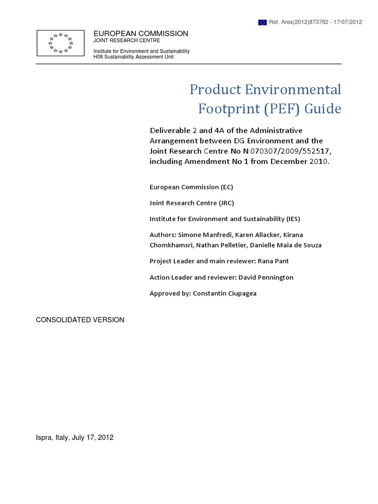 Product Environmental Footprint (PEF) Guide | PDF
