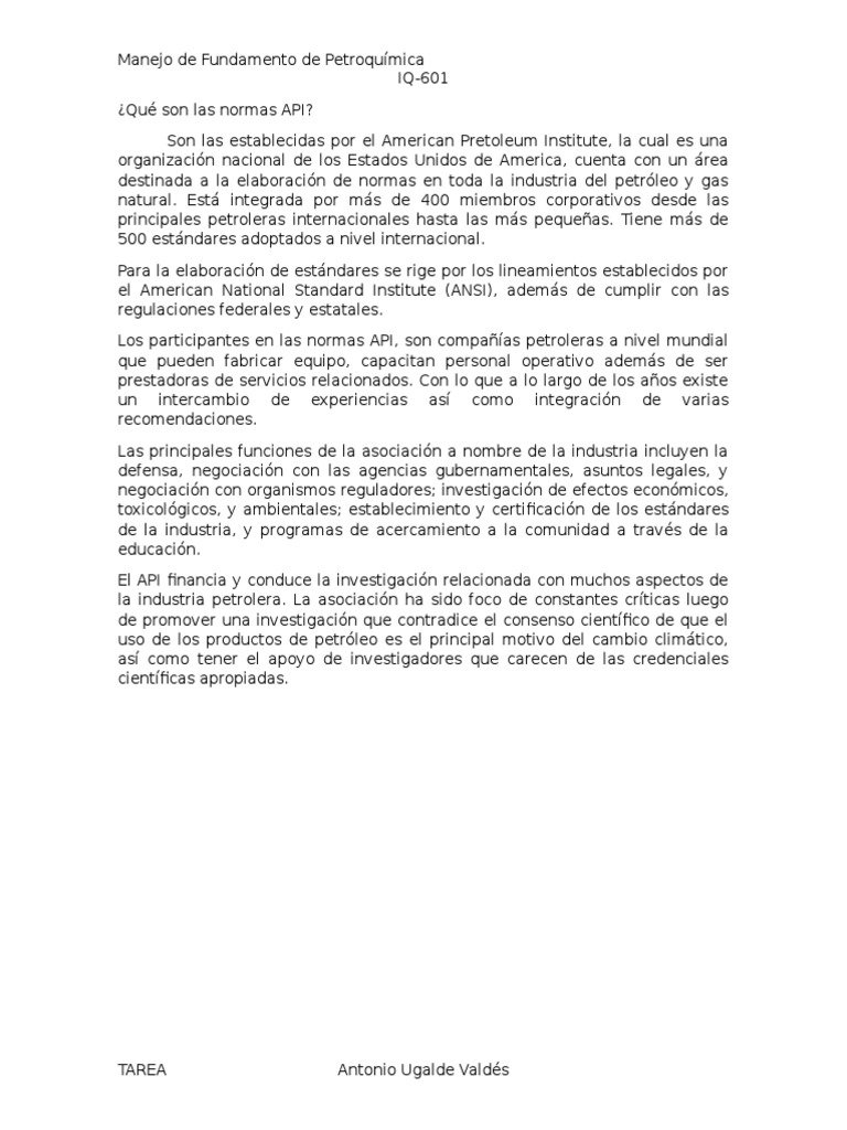 Qué Son Las Normas API | PDF