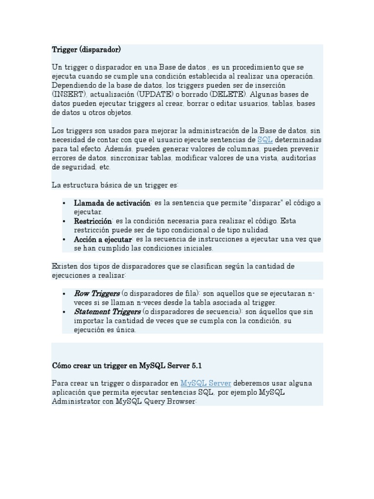 Crear Triggers en MySQL para Auditoría | PDF | SQL | Tabla (base de datos)