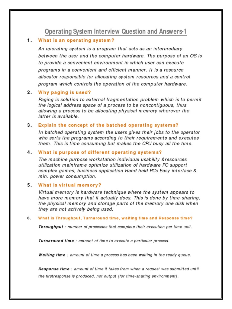 OS CN DS DBMS SE Interview Questions | PDF | Scheduling (Computing ...
