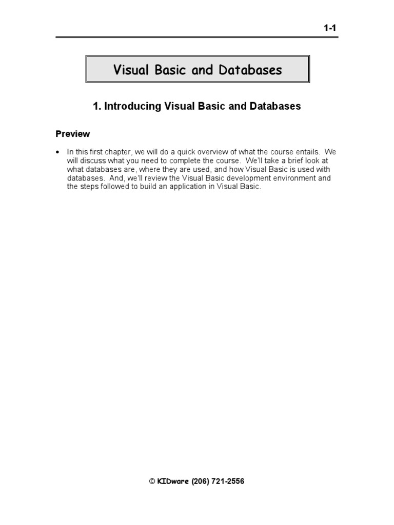 Ebook Visual Basic Databases Pdf Databases Subroutine