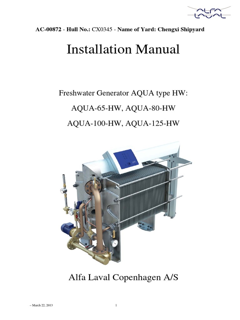 Freshwater Generator AQUA Type HW | PDF | Pump | Water