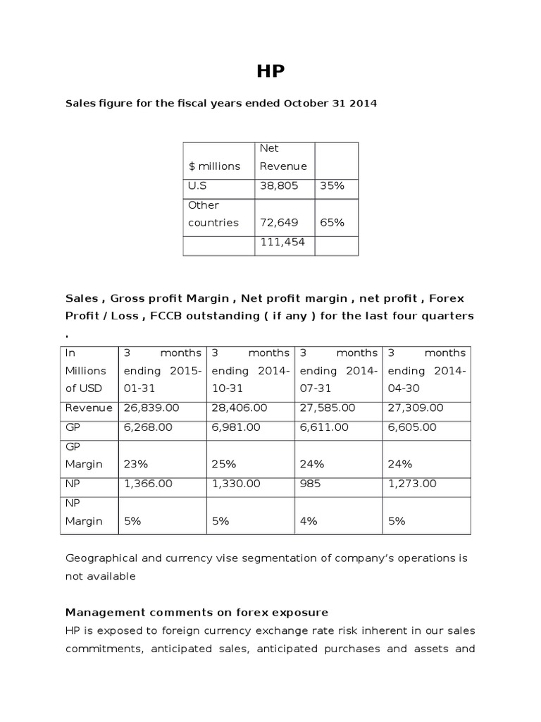 HP Financial Report: Sales Figures, Revenue, Gross Profit, Net Profit ...