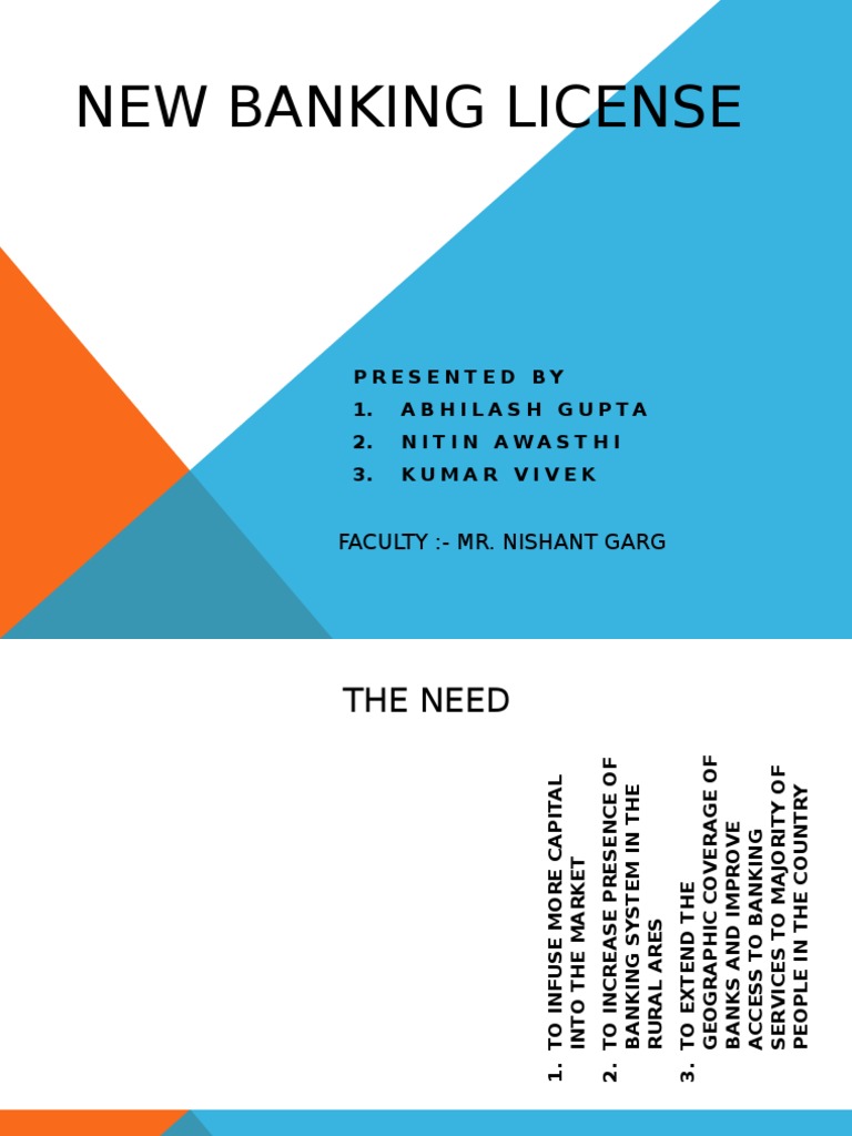 New Banking License: Faculty:-Mr. Nishant Garg | PDF | Mumbai | New Delhi