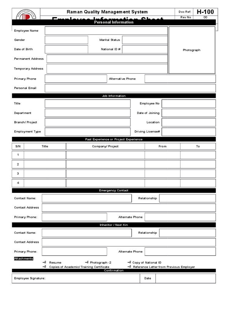 New Hire Employee Information Sheet | PDF | Business