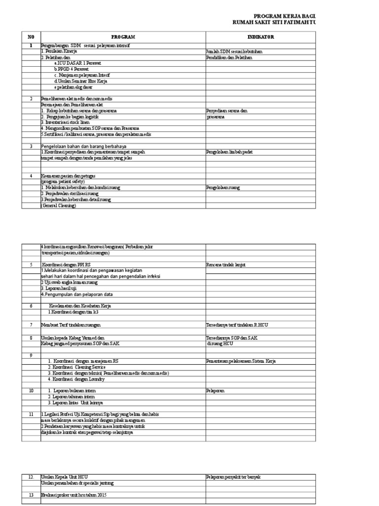 Program Kerja Hcu New | PDF