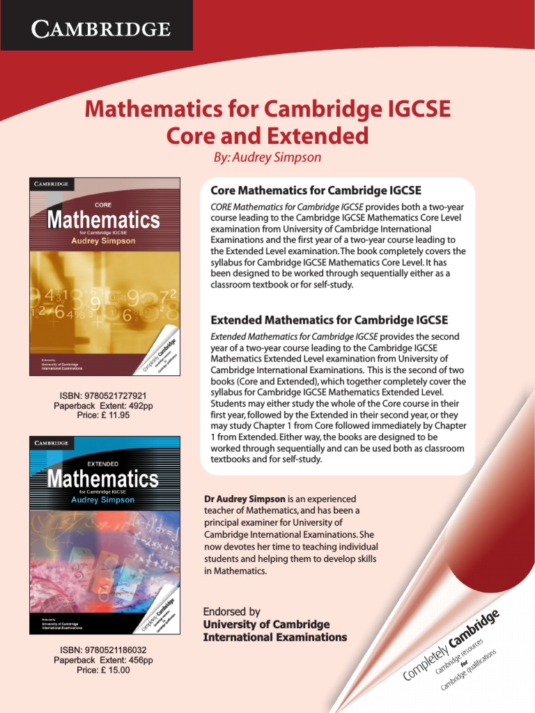 Cambridge IGCSE Core & Extended Maths | PDF | Test (Assessment ...
