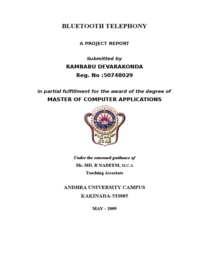 Bluetooth Telephony Project Report | PDF | Bluetooth | Wireless Lan