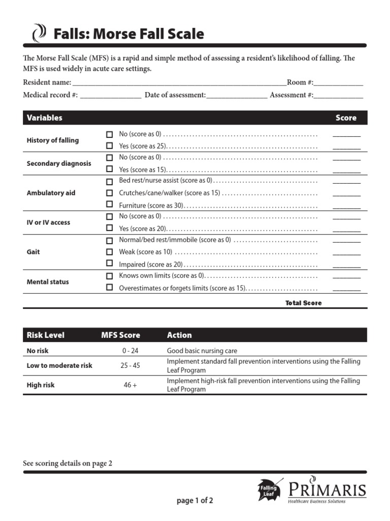 Morse Fall Scale | PDF | Centers For Medicare And Medicaid Services ...
