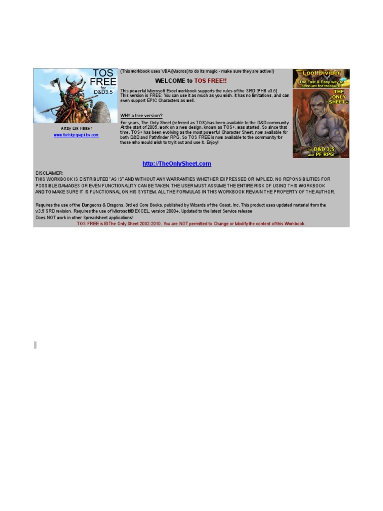 Dungeons and Dragons Interactive Character Spreadsheet | PDF | Dungeons ...