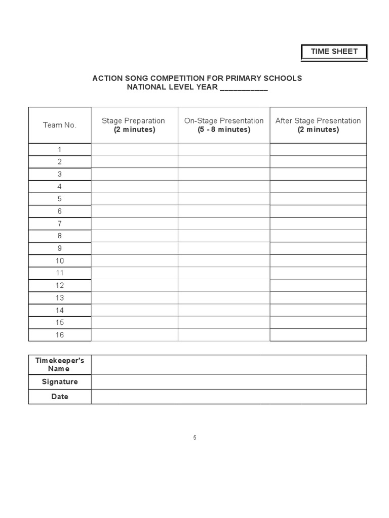 Action Song Competition Adjudication Form | PDF | Games & Activities ...
