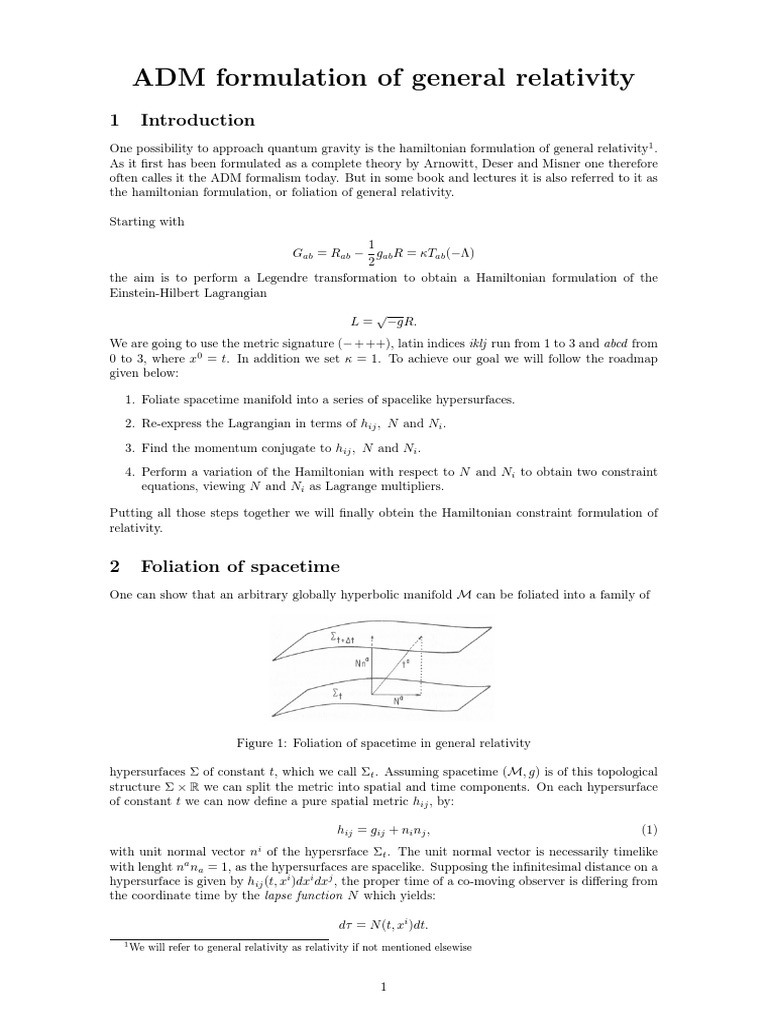 Adm Formulation of GR | PDF | Lagrangian Mechanics | Theory Of Relativity