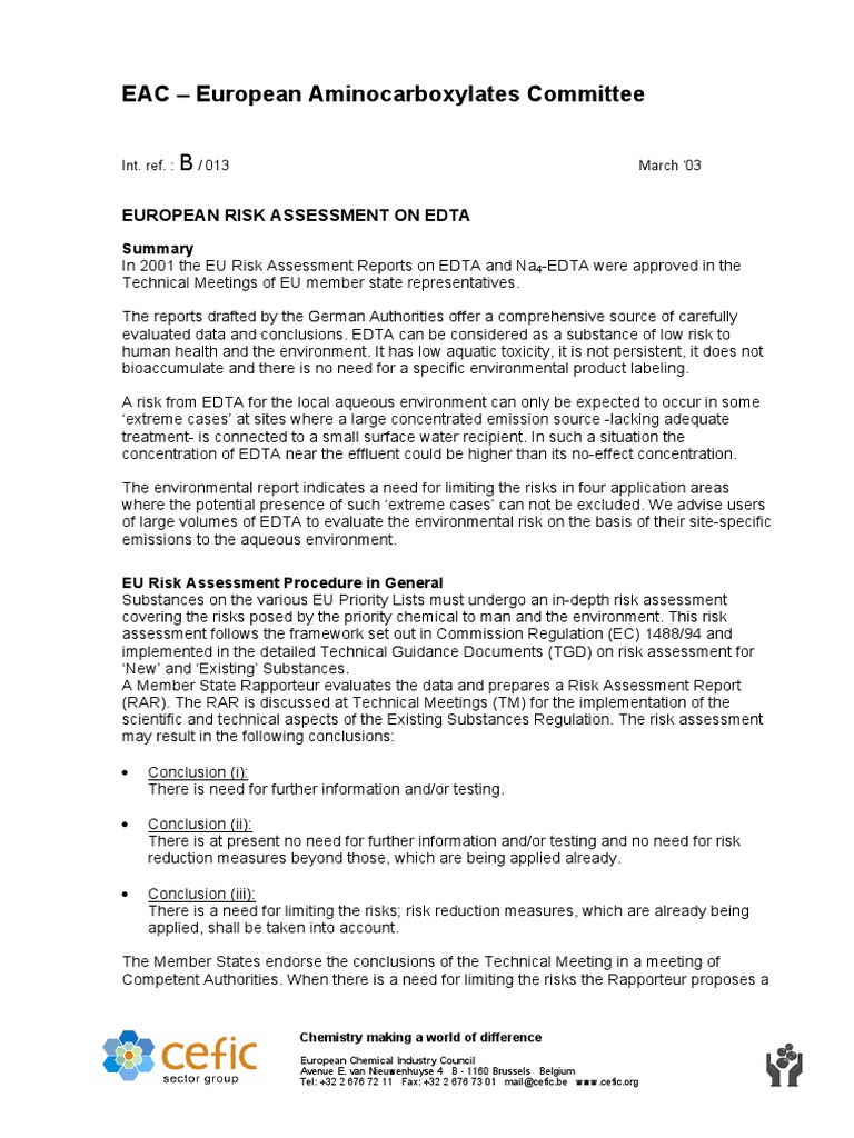 EAC - European Aminocarboxylates Committee: European Risk Assessment On ...