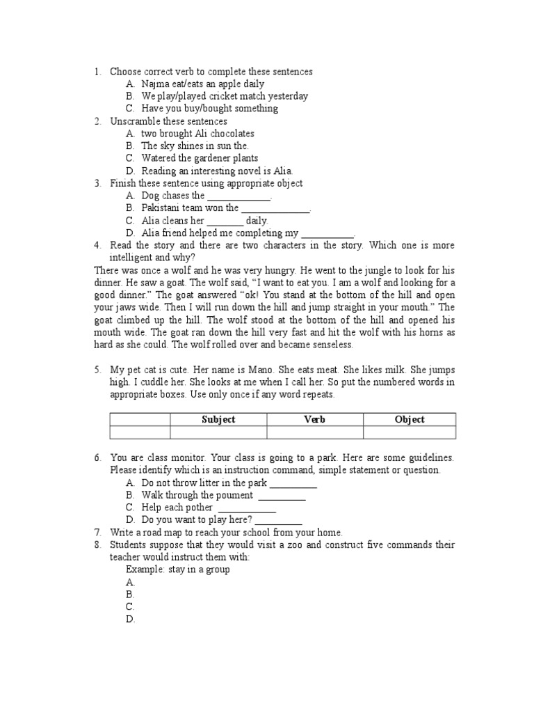 Choose Correct Verb To Complete These Sentences | PDF