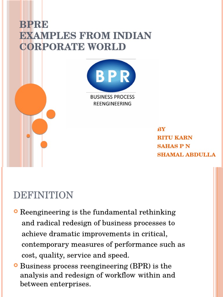 Bpre Examples From Indian Corporate World: BY Ritu Karn Sahas P N ...