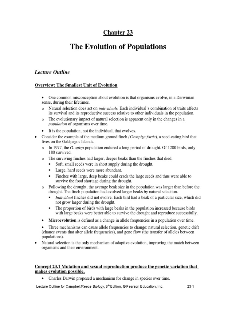 The Evolution of Populations: Chapter 23 | PDF | Zygosity | Mutation